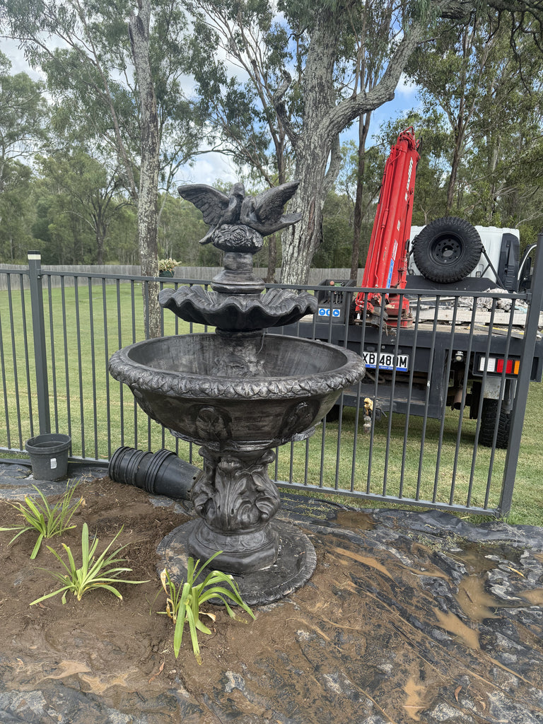 2 tier fancy fountain with doves – Factory Direct Statues & Fountains